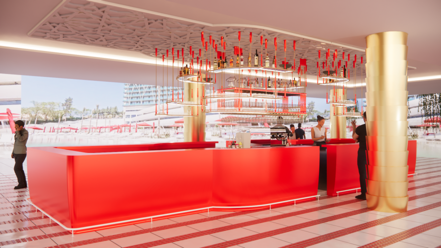 Club Med Marbella Bar Island counter - The Live Design Project